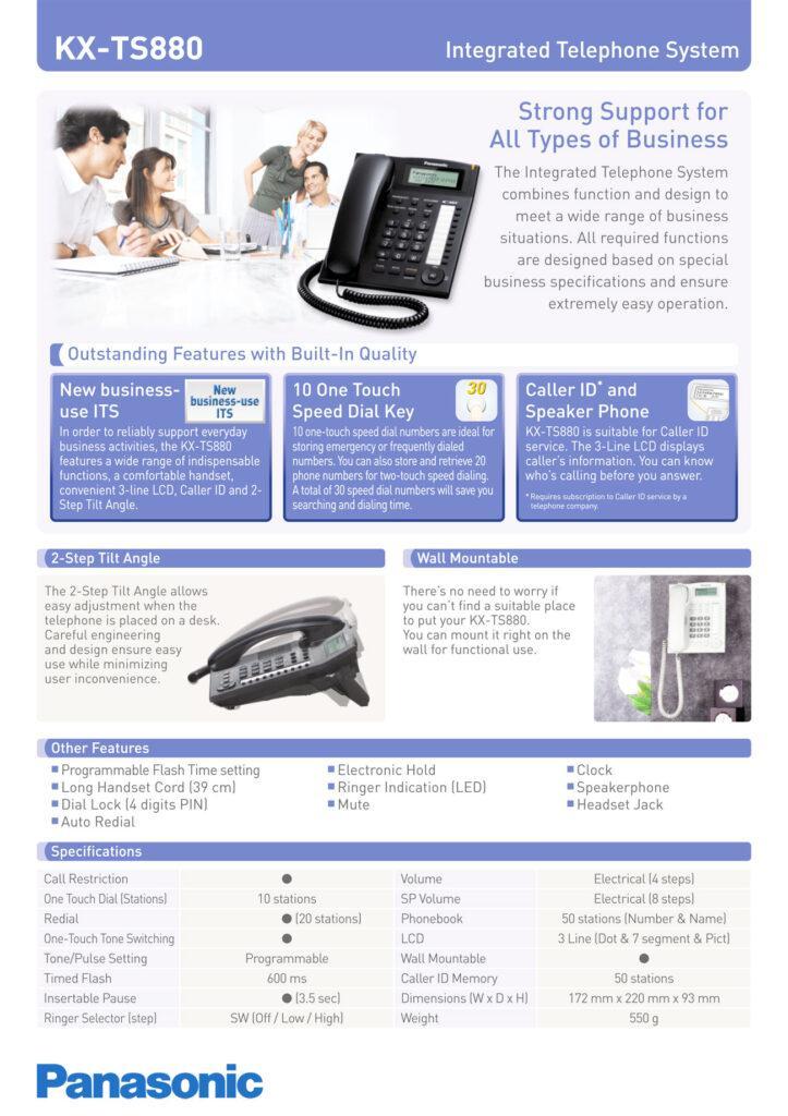 Panasonic รุ่น KX-TS880MX | สเปคสินค้า(Specification)